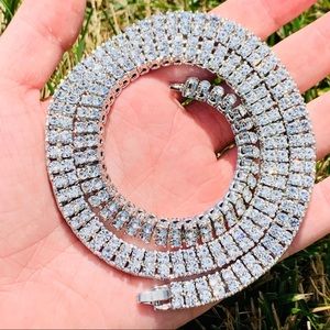 Accessories | White Gold Double Row Tennis Chain 1mm | Poshmark